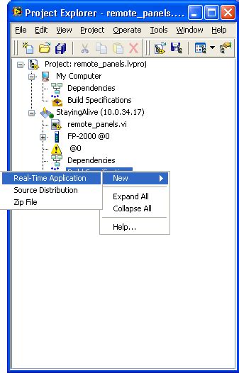 我如何在实时可执行的下位机上生成一个远程前面板？ national instruments