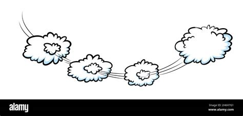 Comic speed effect with clouds. Comic clouds with motion trail lines. Vector illustration ...