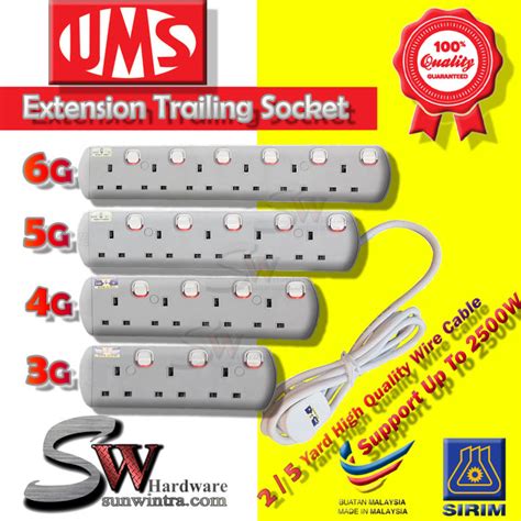 Ums Yards Meters Gang Extension Trailing Socket Sirim Approved Sirim Lazada