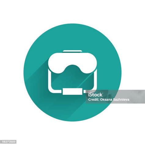 긴 그림자로 격리 된 흰색 다이빙 마스크 아이콘입니다 익스트림 스포츠 다이빙 수중 장비 녹색 원 버튼입니다 벡터 일러스트레이션 관광에 대한 스톡 벡터 아트 및 기타 이미지