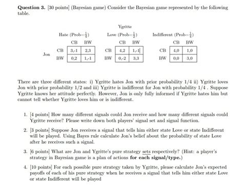 Question 3 30 Points Bayesian Game Consider The