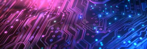 Vibrant Cyber Surface With Glowing Circuits And Neon Lights In Futuristic Display Stock