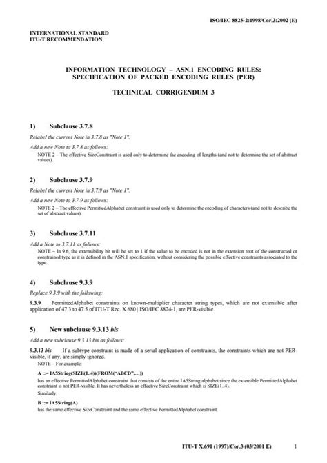 ISO IEC Cor Information Technology ASN Encoding Rules Specification Of