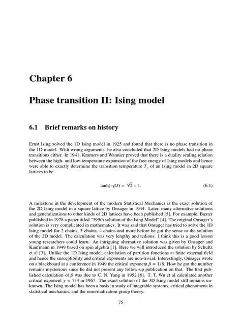 Ch6 Phase Transition Ii Ising Model Pdf Pdf Phase Transition