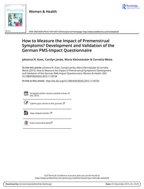 Pdf How To Measure The Impact Of Premenstrual Symptoms Development