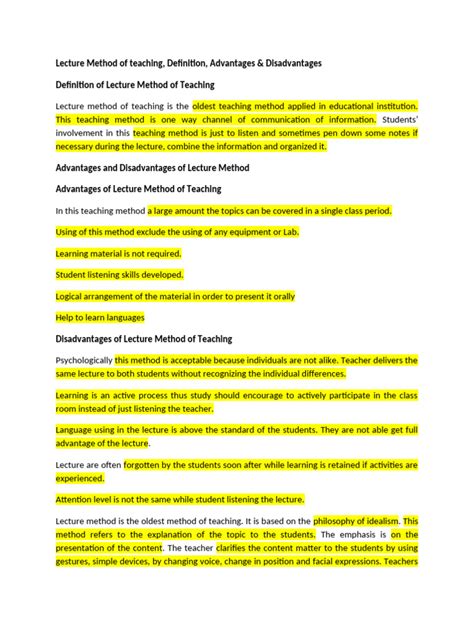 Lecture Method Of Teaching Pdf Lecture Teaching Method