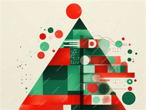 premium ai image a red green and white christmas tree in the style of intuitive geometric forms