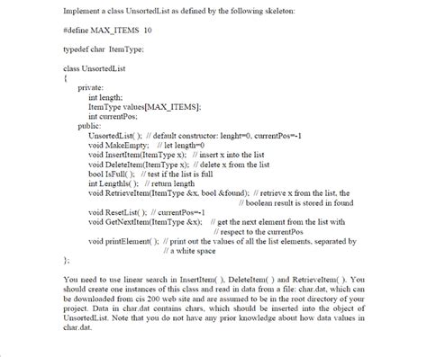 solved implement a class unsortedlist as defined by the