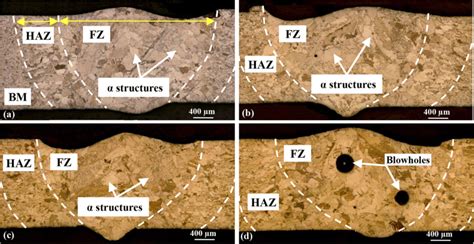 Optical Micrographs Of Cross Section Of As Welded Specimens At Ebw