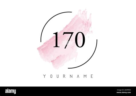 Number 170 Watercolor Stroke Logo With Circular Shape And Pastel Pink