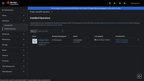 install trident using openshift operatorhub
