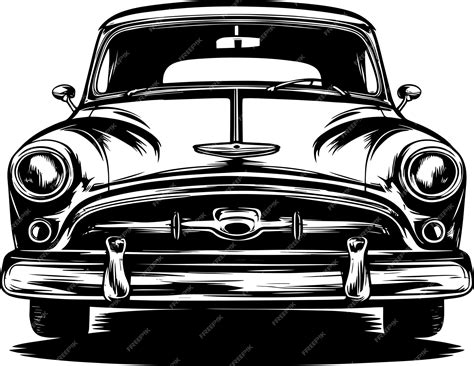 Premium Vector Vintage Retro Classic Car Vector Art Black And White