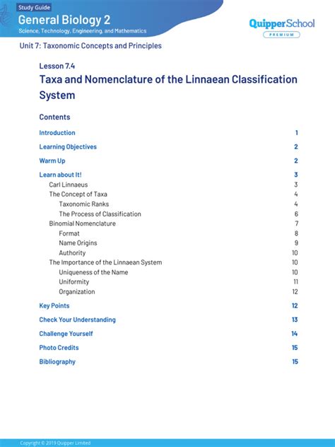Taxa And Nomenclature Of The Linnaean Classification Pdf Taxonomy