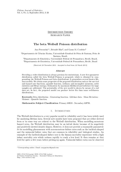pdf the beta weibull poisson distribution