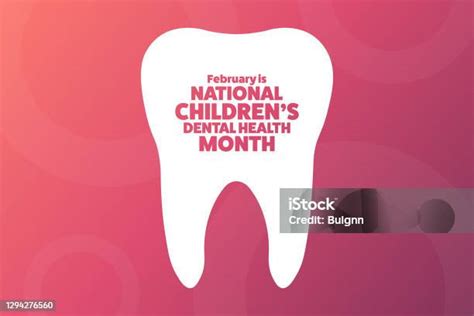 2월은 전국 어린이 치과 건강의 달입니다 휴일 개념 배경 배너 카드 텍스트 비문이있는 포스터용 템플릿 벡터 Eps10 그림입니다 0명에 대한 스톡 벡터 아트 및 기타 이미지