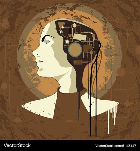 abstract humanoid robot head robotics industry vector image