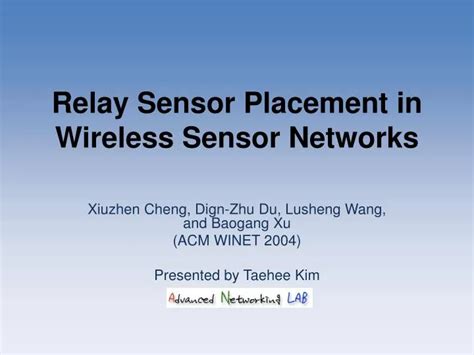 Ppt Relay Sensor Placement In Wireless Sensor Networks Powerpoint