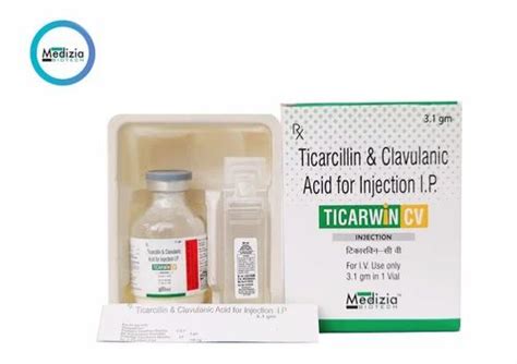 Ticarwin Cv Ticarcillin Clavulanate Acid Injection 3 1 Gm Medizia Biotech At Rs 450 Vial In