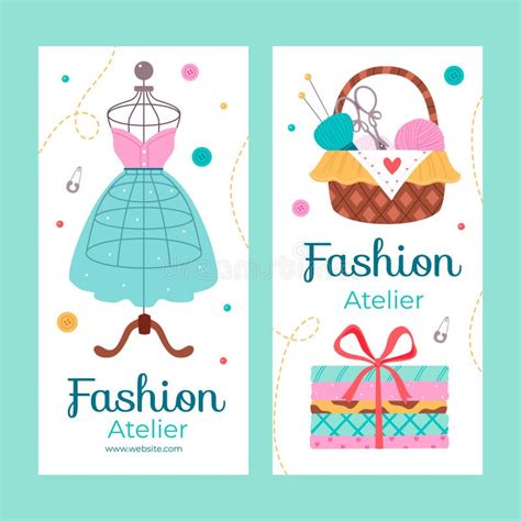 Sewing Banners In Flat Design Stock Illustration Illustration Of Flat