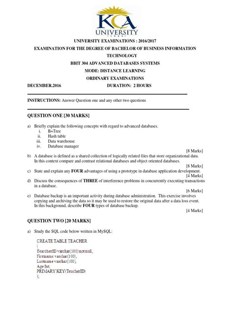 Bbit 304 Advanced Databases Systems Pdf Databases Database Transaction