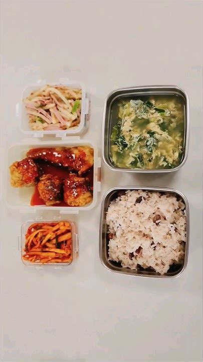 도시락 Menu 울타리콩밥 부추계란국 코다리강정 햄감자채볶음 도라지무침 Kfood 복지관맛집 Youtube