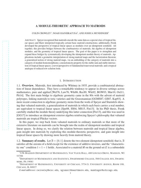 a module theoretic approach to matroids pdf module mathematics
