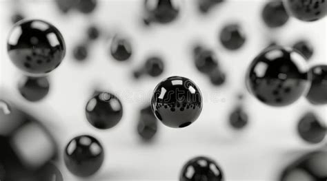 Abstract Black Spheres In A Light Background Floating In Space Stock Image Image Of