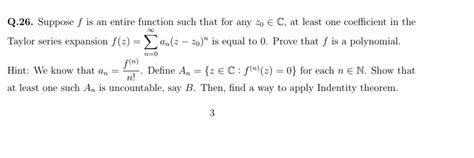 Q Suppose F Is An Entire Function Such That For Chegg Com