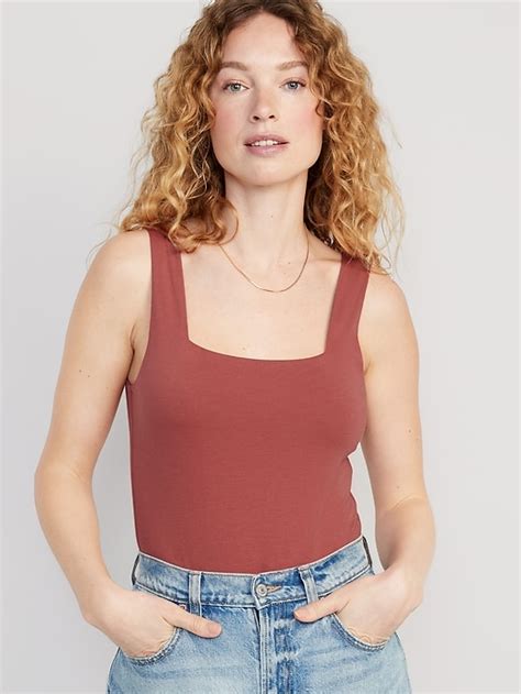Old Navy Fitted Sleeveless Square Neck Bodysuit For Women