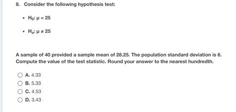 Solved Consider The Following Hypothesis Chegg