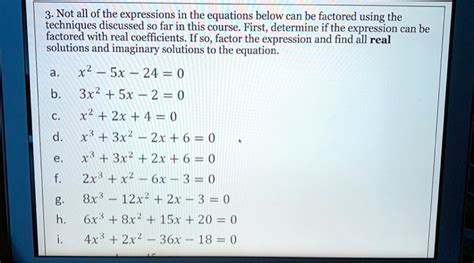 3 not all ofthe expressions in the equations below can be factored