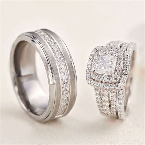 Platinum Wedding Set His And Her Platinum Wedding Band Sets His And