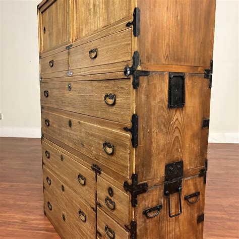 Japanese Three Section Antique Kiri Tansu Chest 1995 Modern To Vintage