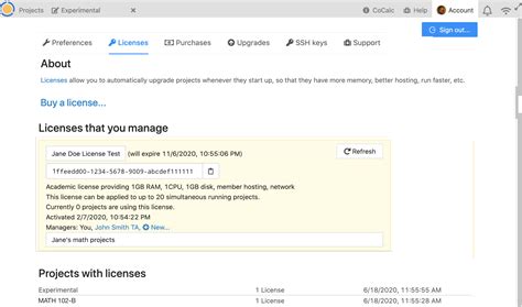 licenses — cocalc manual documentation