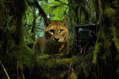 Camera Traps Capturing Wildlife In The Forest Created With Generative Ai Premium Ai Generated