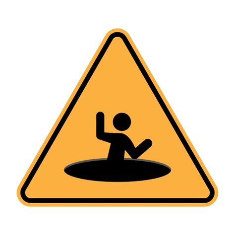 Premium Vector Warning Sign Icon Falling Hazard Symbol Yellow Triangle With Black Figure