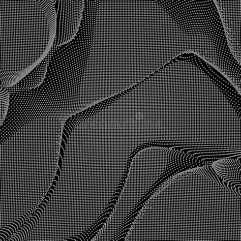 Abstract Vector Monochrome Distorted Mesh Plane On Dark Background Futuristic Style Card Stock