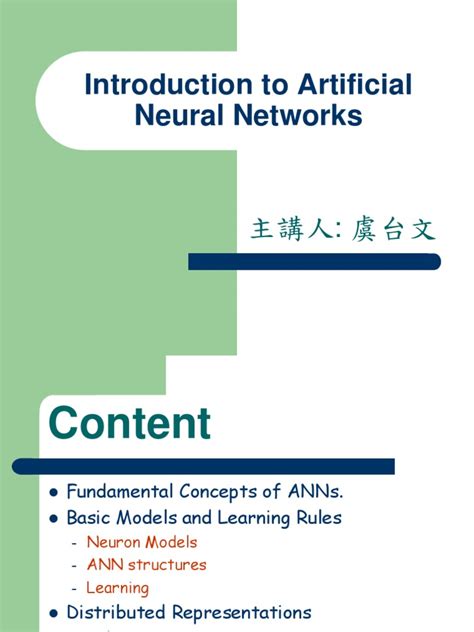 Lecture1 Introduction To Ann Pdf Artificial Neural Network Systems Theory