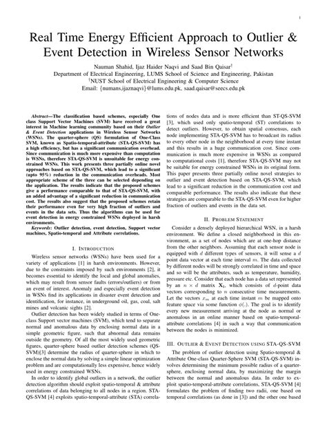 Pdf Real Time Energy Efficient Approach To Outlier And Event Detection In Wireless Sensor Networks