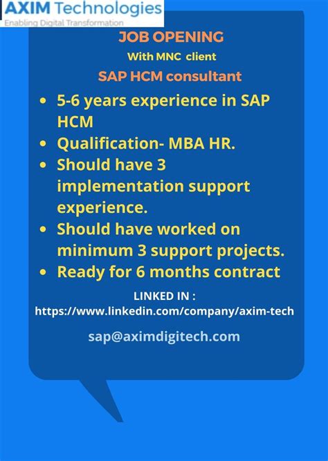 Axim Digitech On Linkedin Jobopening Sap Saphcm Hiring Gstupdates