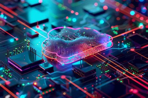 Secure Cloud Computing Network With Data Storage Technology And Cybersecurity Features Stock