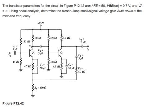solved the transistor parameters for the circuit in figure