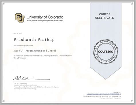 Successfully Completed More C Programming And Unreal Prashanth Prathap