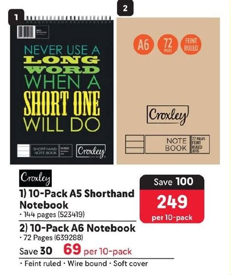 Croxley 10 Pack A5 Shorthand Notebook Offer At Makro