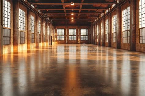 An Expansive Unoccupied Space With Elevated Ceilings And A Concrete Ground Stock Image Image