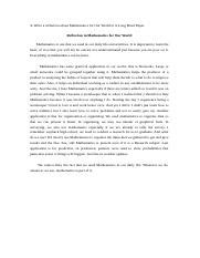REFLECTION MATH Doc Write A Reflection About Mathematics For Our World In A Long Bond Paper