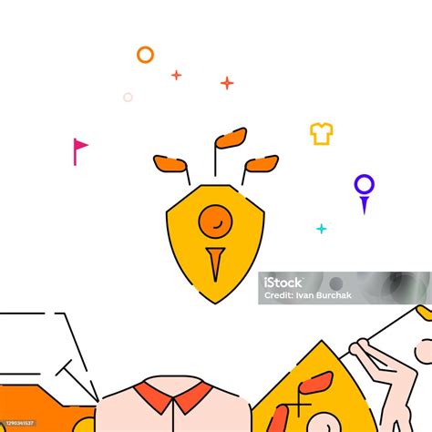 골프 클럽 방패 엠블럼 채워진 라인 아이콘 간단한 일러스트 고급에 대한 스톡 벡터 아트 및 기타 이미지 고급 골프 클럽 교육 Istock