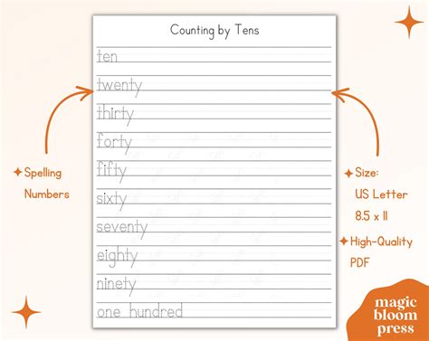 Count By Tens Worksheet Counting By Tens Spelling Numbers Count By