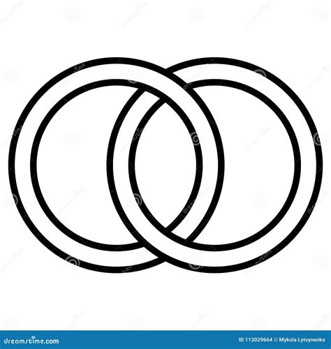 Interlocking Circles Icon Sign Outline Rings Circles Rings Wedding Concept Icon Symbol Stock