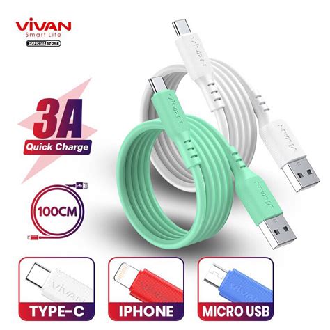 Jual VIVAN Kabel Data VSC Type C A Silicone Full SR Coverage Quick Charge Garansi Tahun